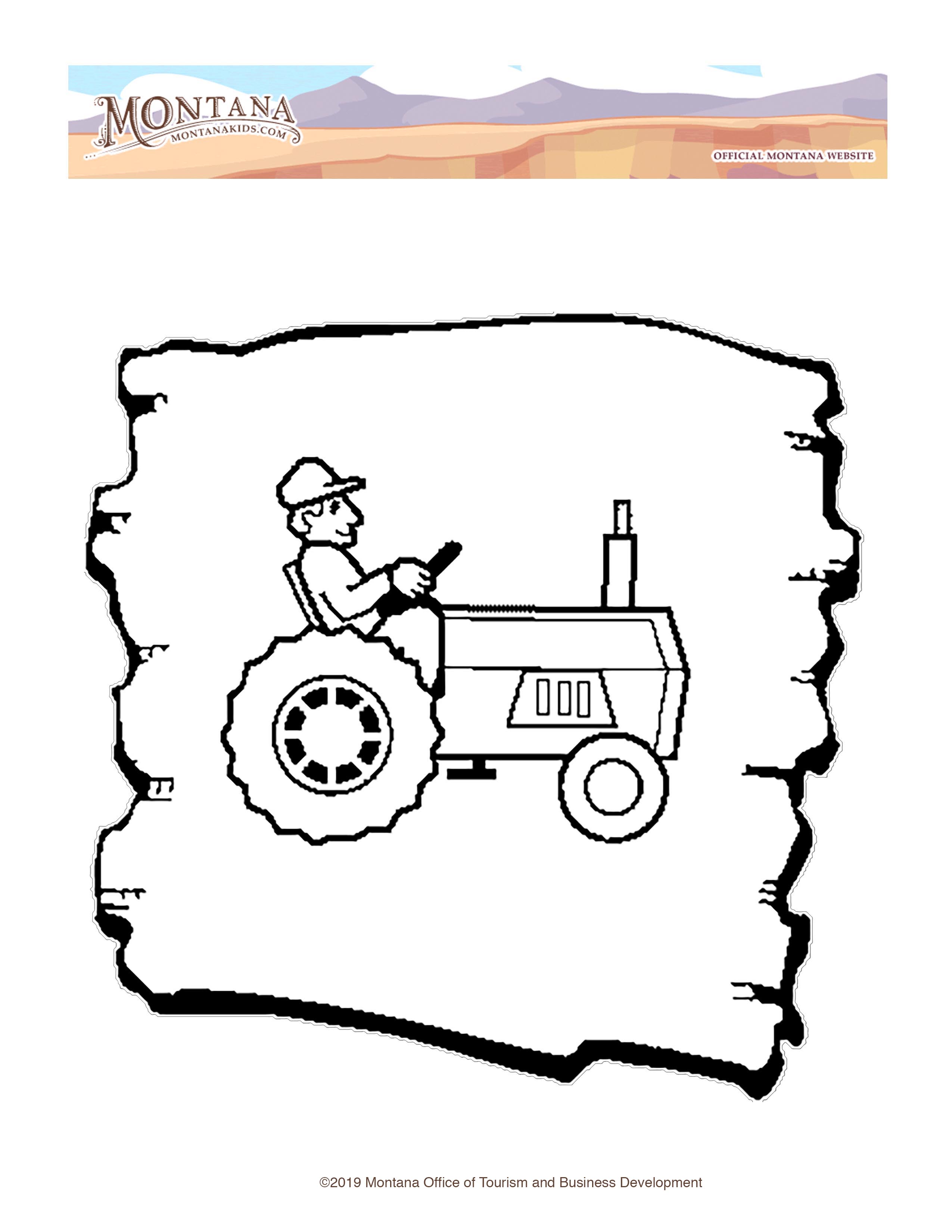 barn and tractor coloring page